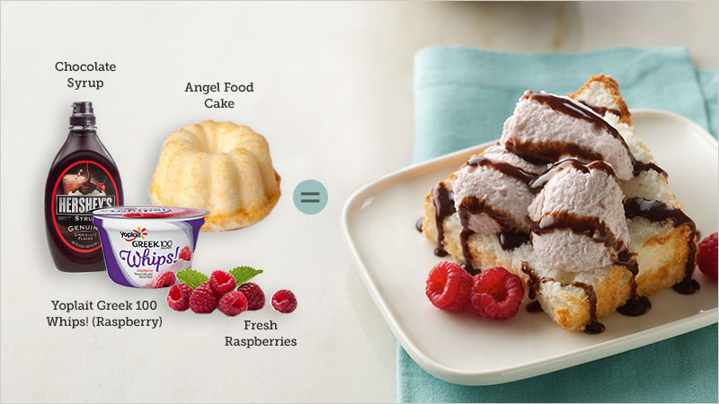 Snack Math: Raspberry Whips with Angel Food Cake and Chocolate Syrup ...