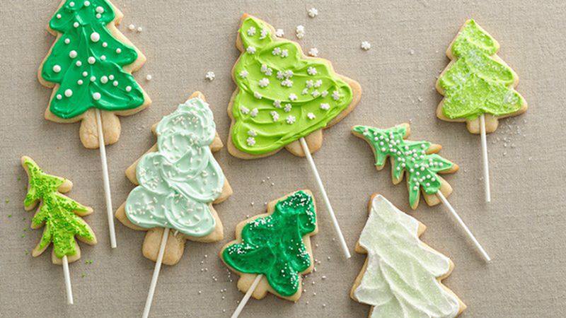 Christmas Tree Cookie Pops - BettyCrocker.com